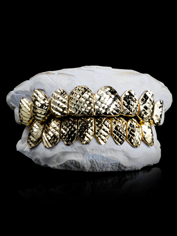 SOLID GOLD DIAMOND CUT GRILLZ - Custom Gold Grillz