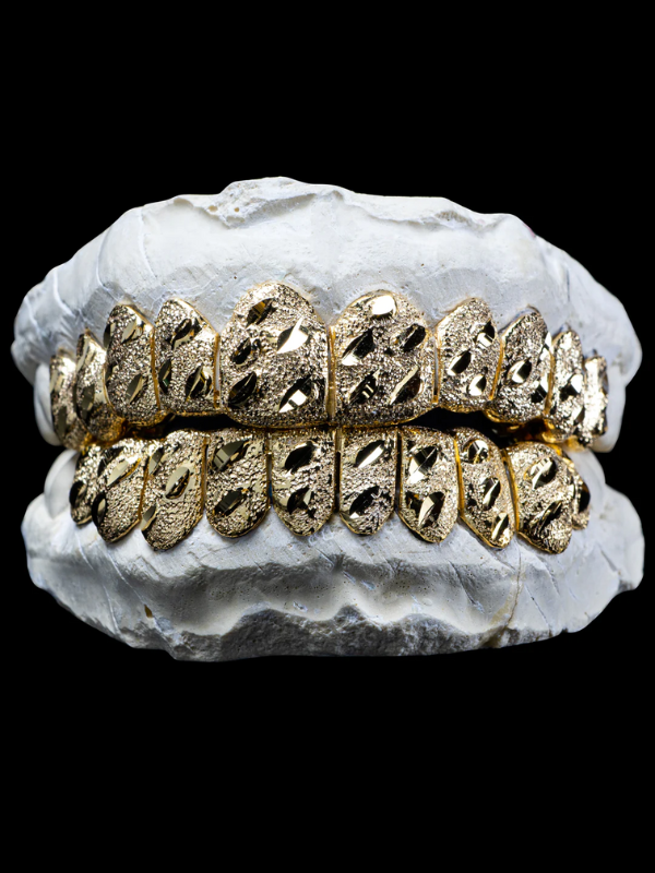 SOLID GOLD NUGGET CUT GRILLZ - Custom Gold Grillz